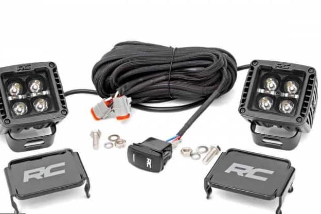 2-Inch Square Cree LED Lights - (Black Series w/ White DRL)